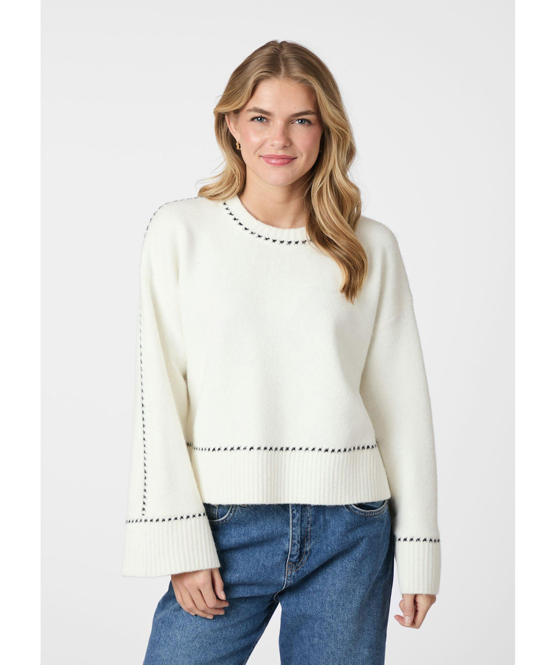Handla Roeme Knit Stitch Blouse, Off-White hos bestofbrands.com ...